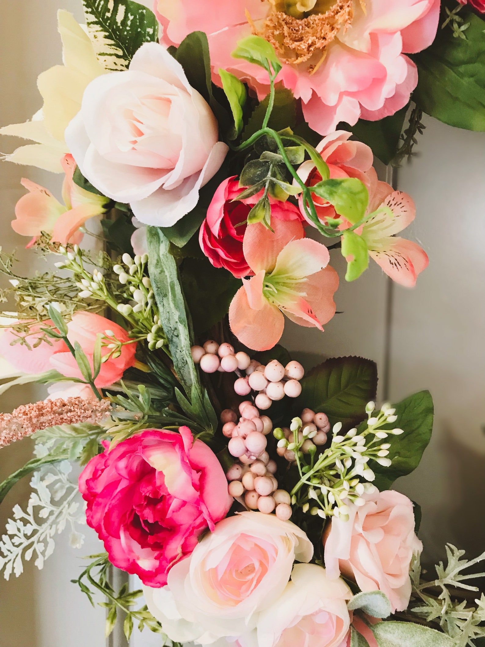 Pink Floral Wreath Pink Summer Wreath Front Door Wreath | Etsy