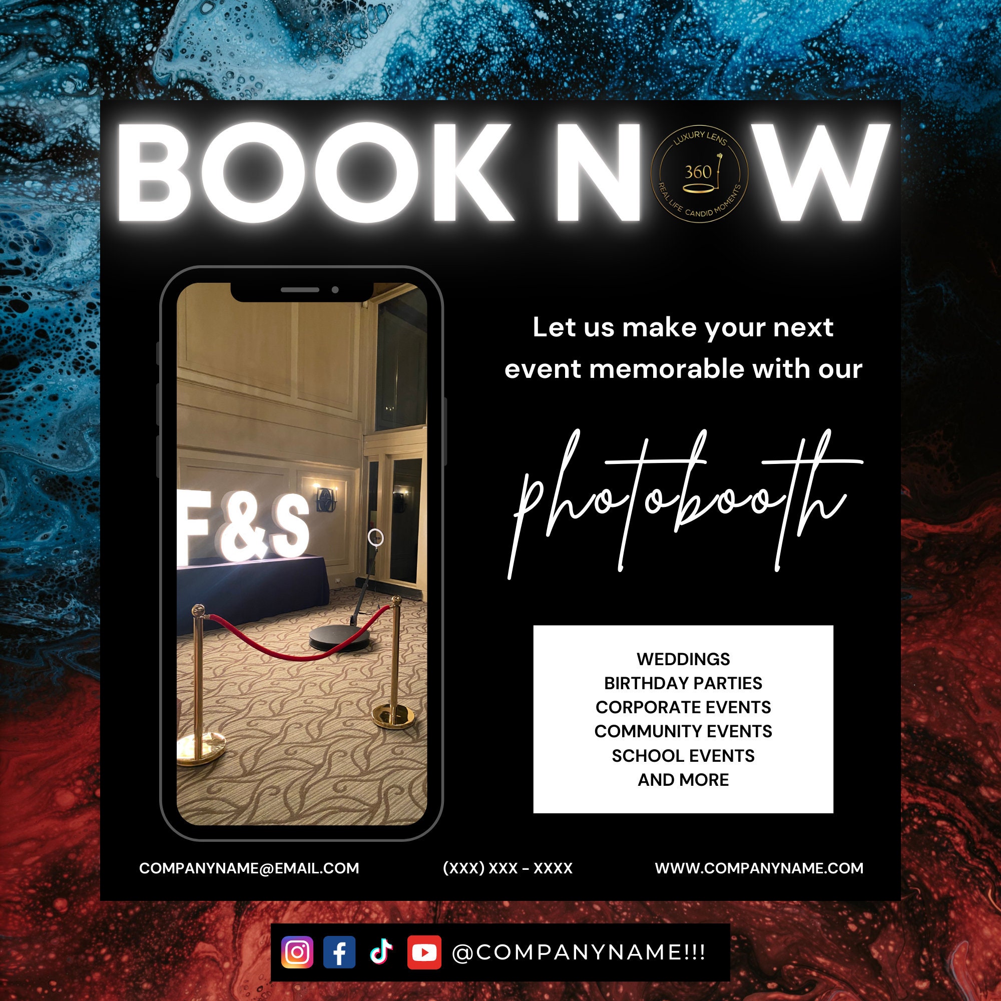 360 Photo Booth Flyer Editable Flyer Motion Flyer Party - Etsy