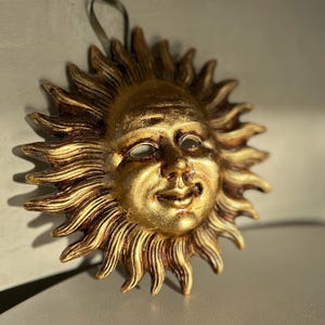 Vintage Italian Gold Sun Face Wall Mask - Handmade Ceramic Decor , Sun ...