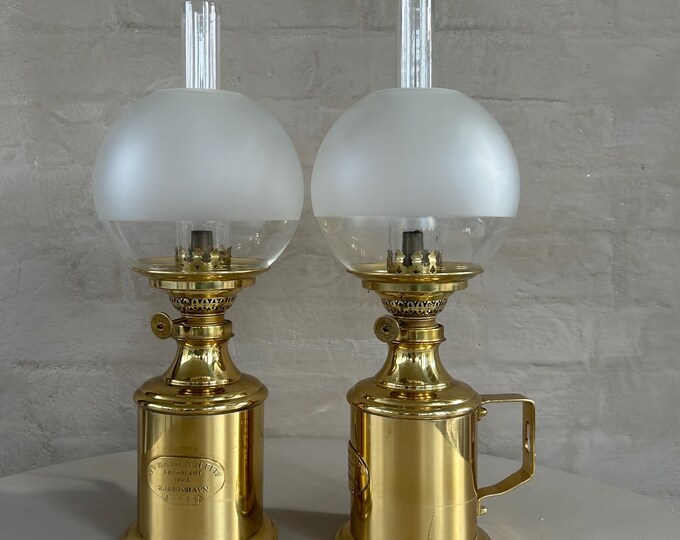 Antique Oil Lamp, G.V. Harnisch Copenhagen Ship's Lamp / Passenger Oil ...
