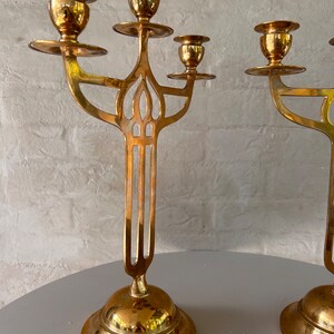 A Pair of Swedish Art Noveau 3 Arms Brass Candelabra , Jugend Sweden ...