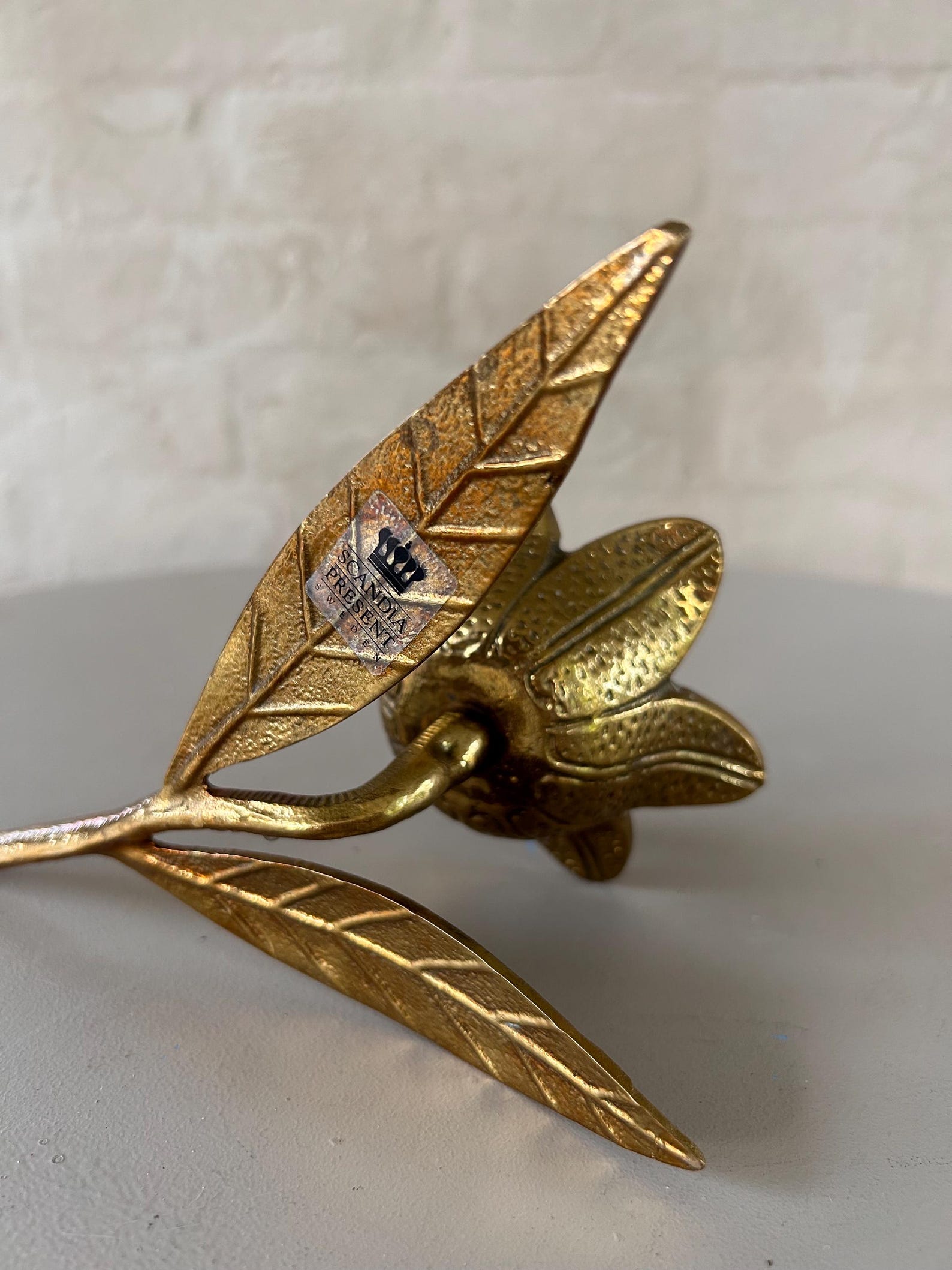Vintage Scandia Present Sweden Brass Floral Candle Holder, Mid Century ...