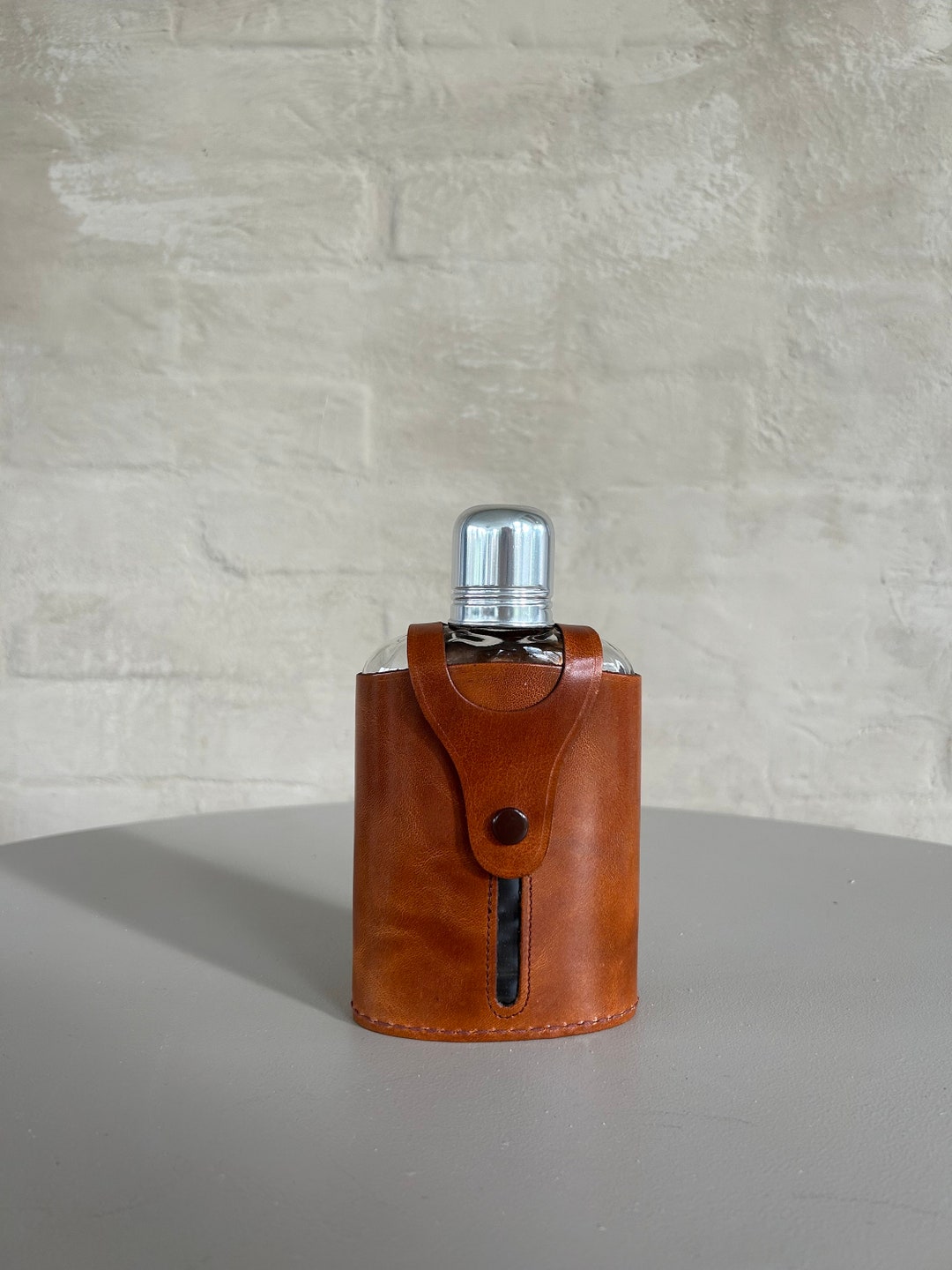 Real Hide Antique Flask Made in England With Rich British Brown Leather ...