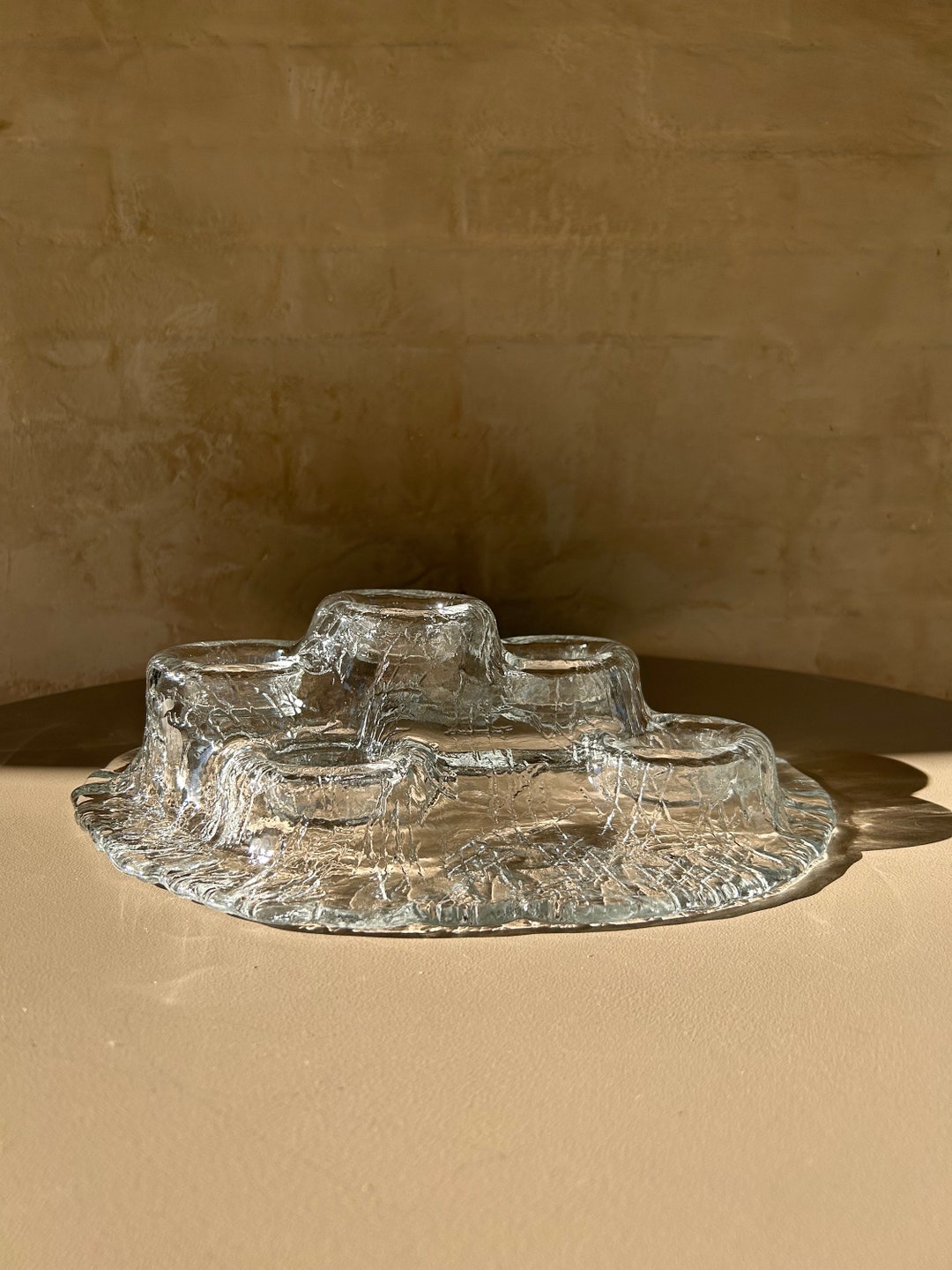 Vintage Muurla Meri Lasi Vulkan Pressed Glass Candle Holder by Pertti ...