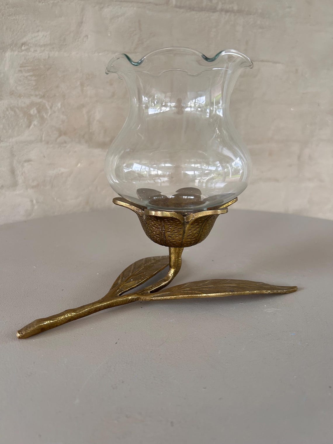 Vintage Scandia Present Sweden Brass Floral Candle Holder, Mid Century ...
