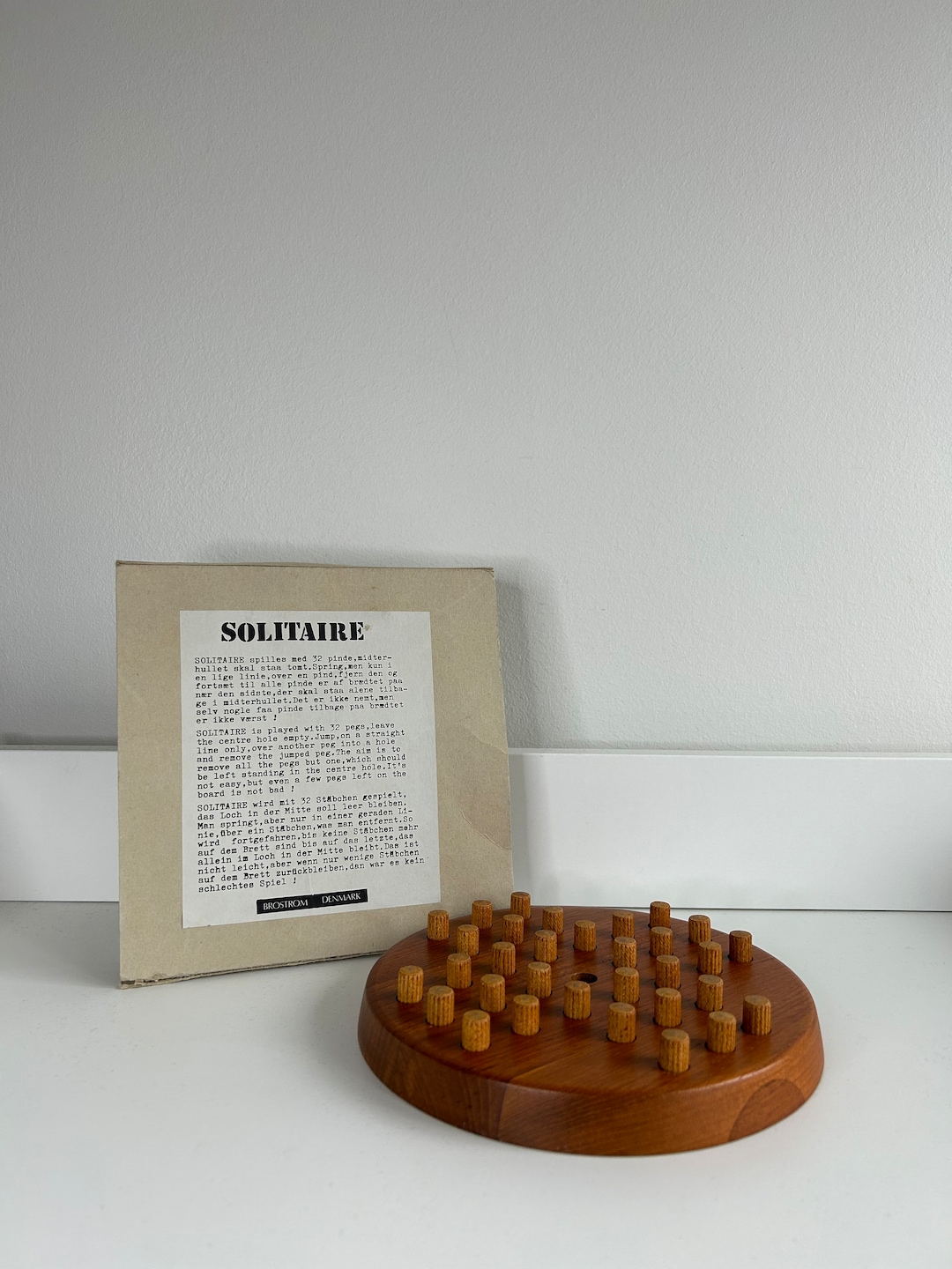 Teak Solitaire Peg Game Made in Denmark by Brostrom 1960s Danish Mid ...