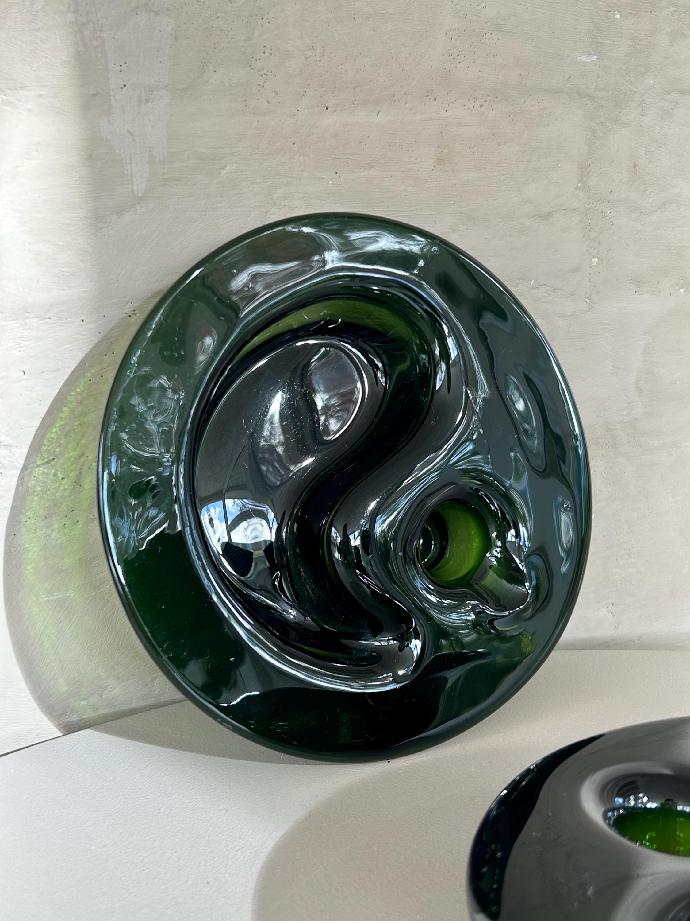 Vintage Michael Bang Jade Green Art Glass Ikebana Planter, Danish ...
