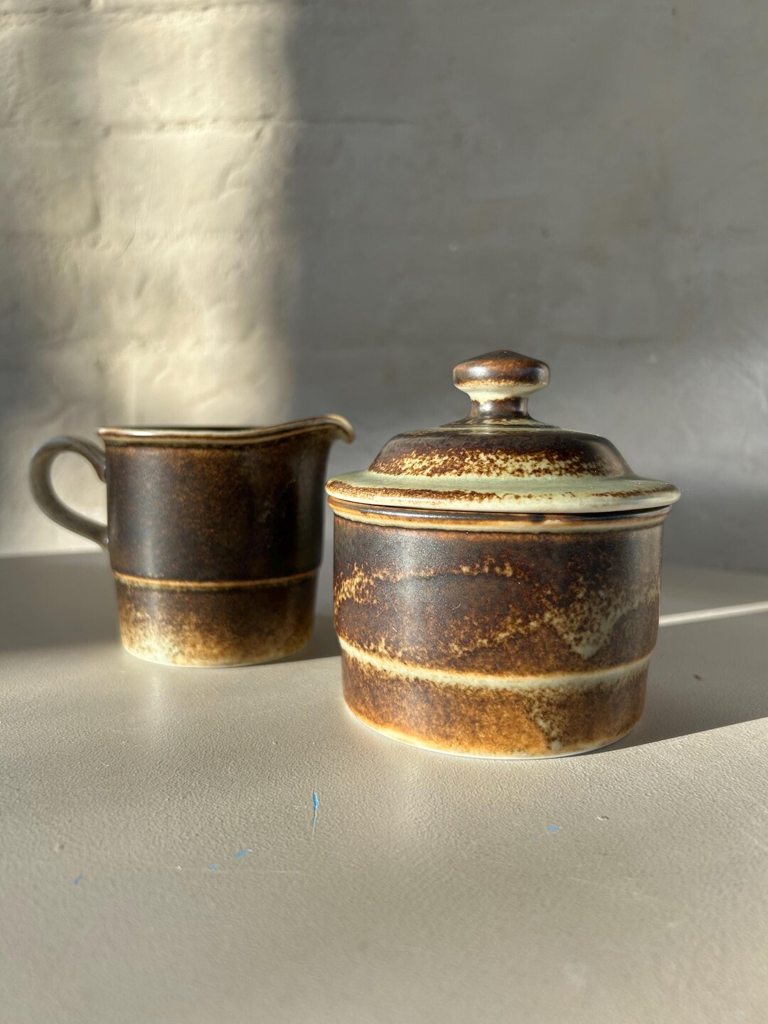 Vintage Porsgrund Norway Stoneware Brown Sugar and Milk Jug / Creamer ...