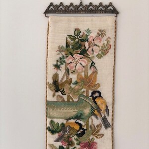 Cross Stitch Wall Hanging With Lovely Birds and Flowers - Etsy