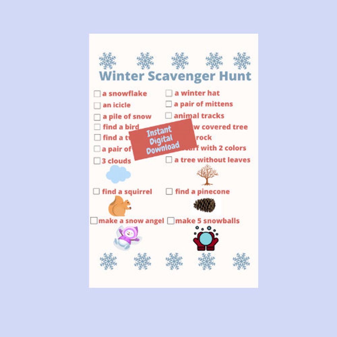 Winter Scavenger Hunt, Printable Instant Digital Download - Etsy