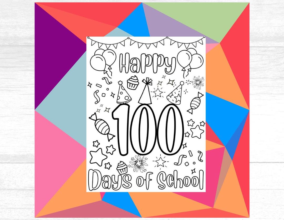 100th Day of School Coloring Page - Etsy