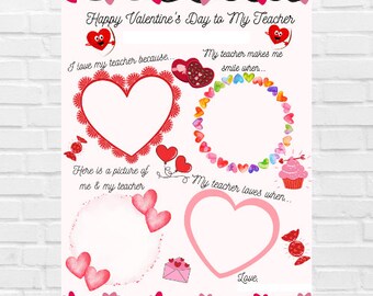 Teacher Valentine Gift Tag thank You Card Teacher Appreciation ...