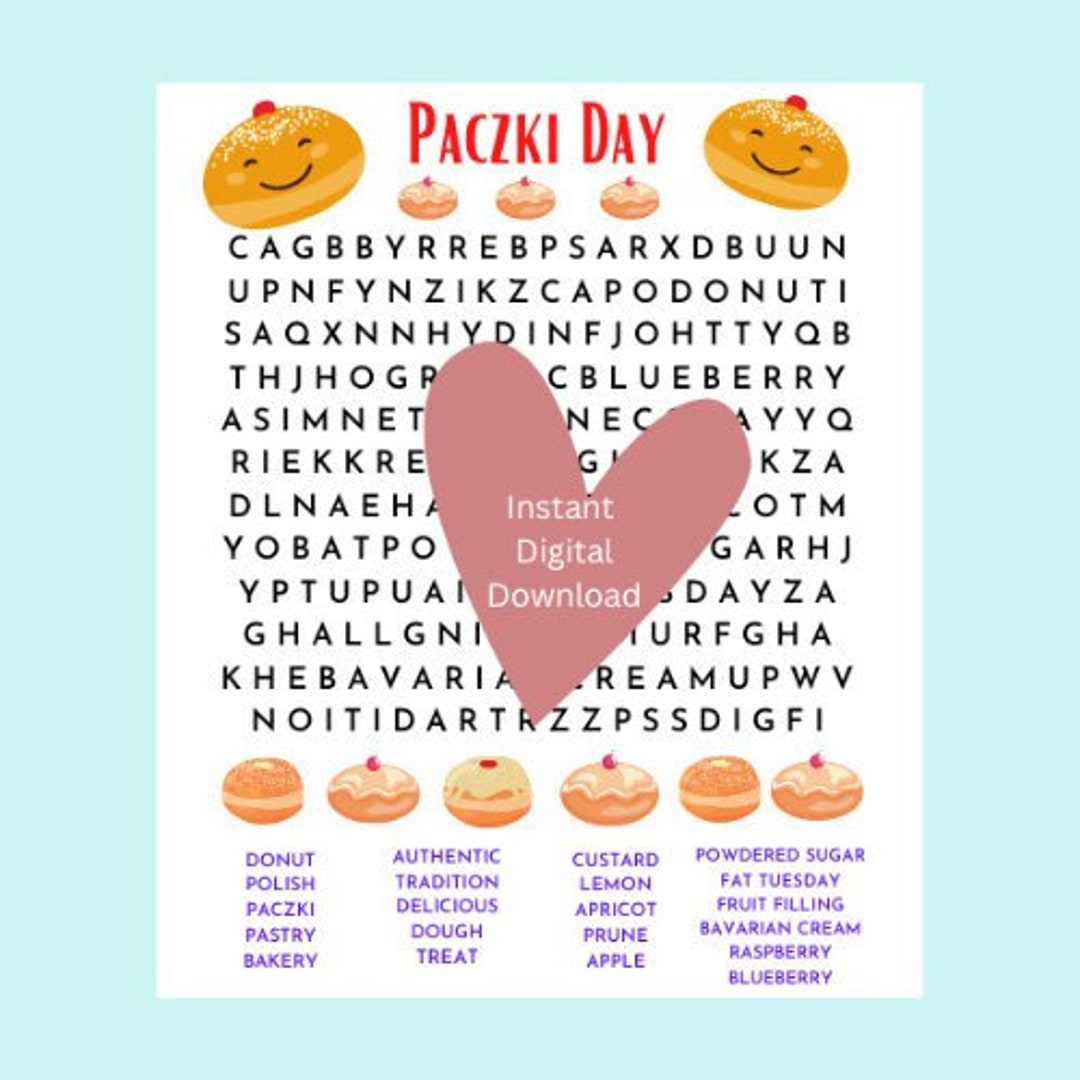 Paczki Day Word Search - Etsy