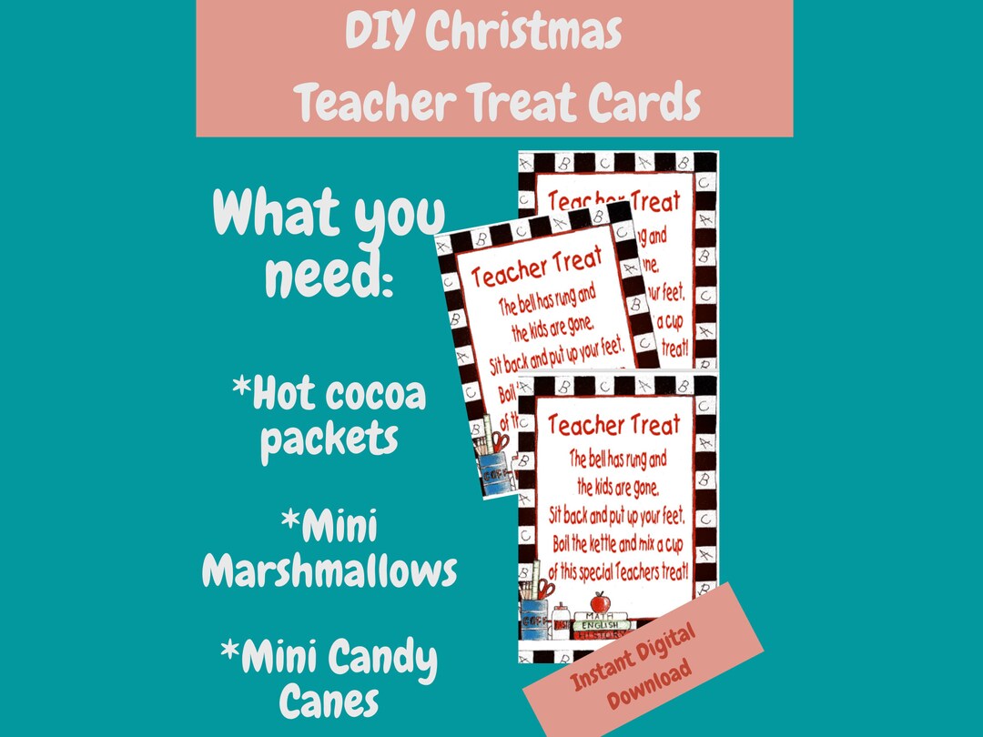 Christmas Teacher Treat Printable Cards - Etsy