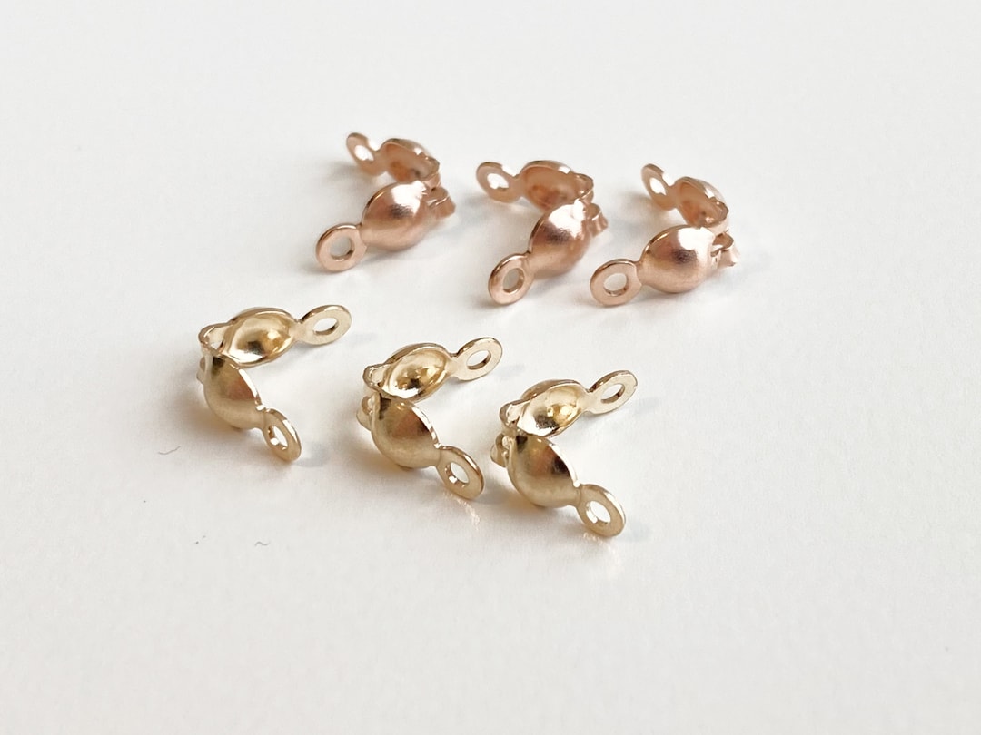 10pcs 14K Gold Filled Clamshell Bead Tip With 2 Rings, Crimp Cover 3 ...