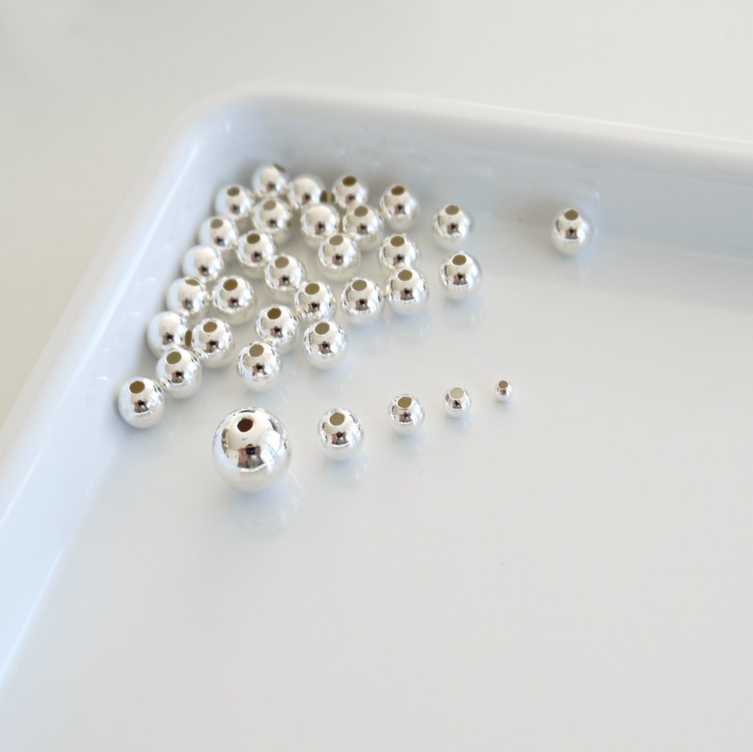 Sterling Silver Round Beads, 2mm 2.5mm 3mm 4mm 5mm 8mm Seamless Round ...