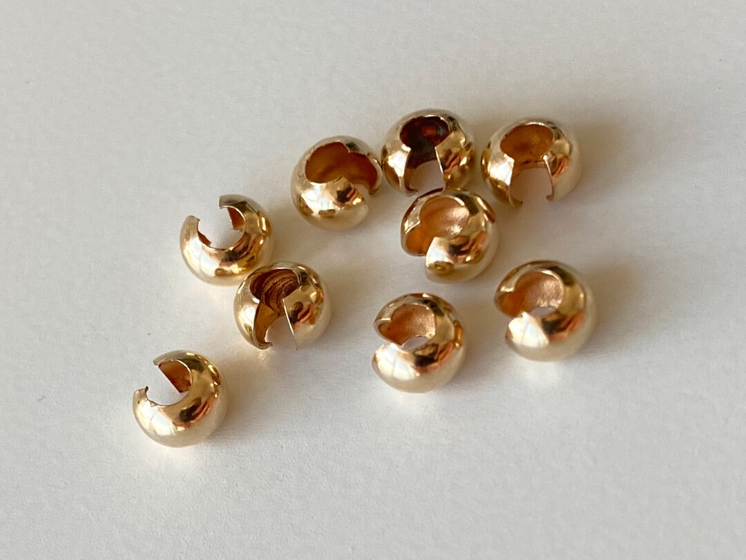 10pcs 14K Gold Filled Crimp Covers, 3mm/4mm, Findings for Jewelry ...