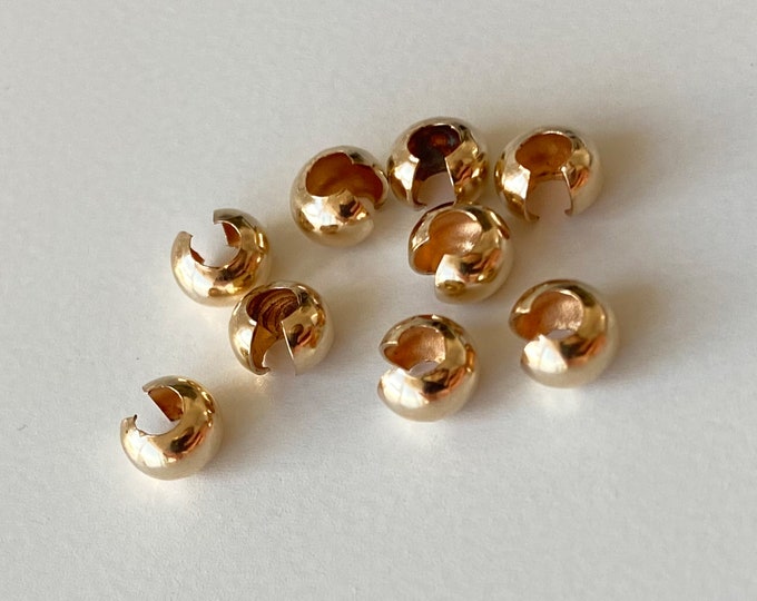 30pcs 14K Gold Filled Crimp Covers 2.5mm 3mm 4mm 5mm, Gold Filled End ...