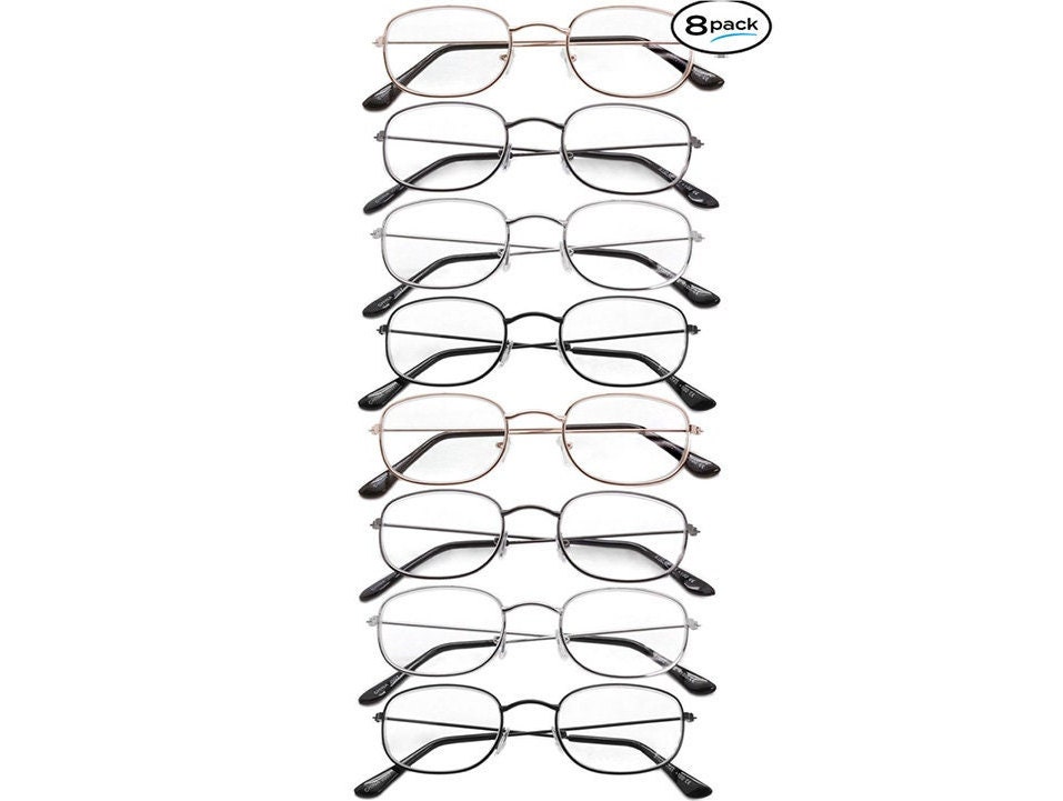 Reading Glasses 8 Pairs Mens Womens Unisex Readers Classic Metal Wire ...