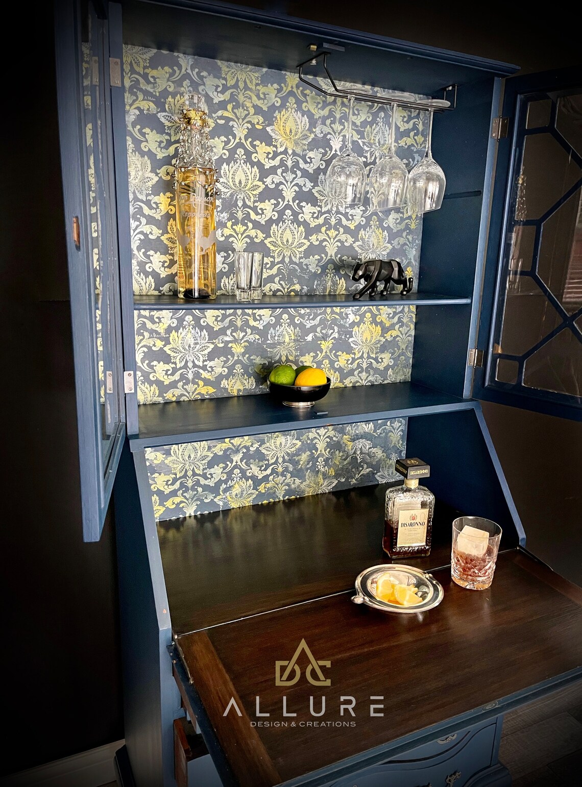 Vintage Chippendale Secretary Drinks Cabinet Bar Upcycled - Etsy