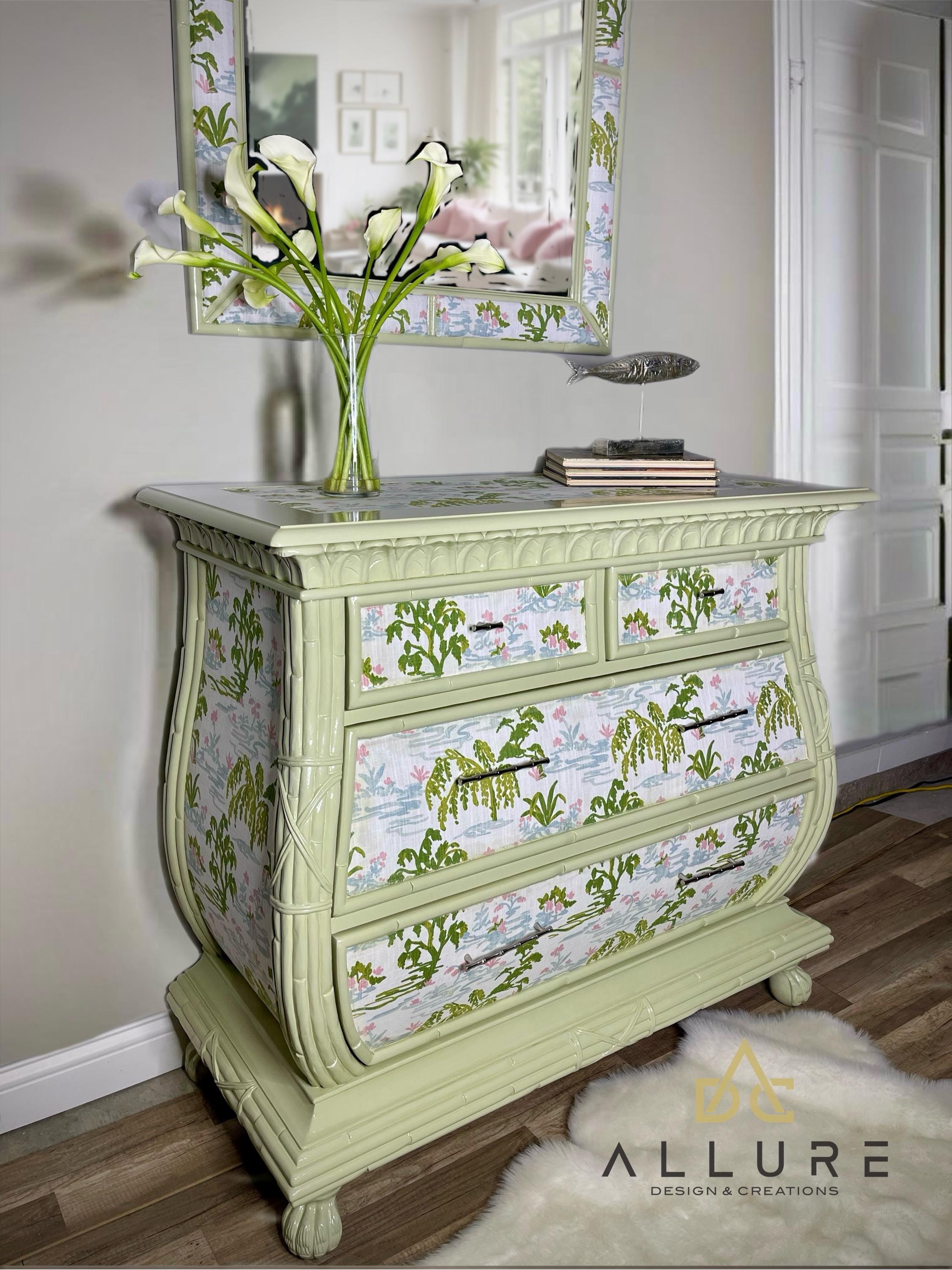 Vintage American Signature Bamboo and Rattan Bombay Chest With Mirror ...