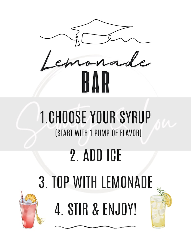 Lemonade Bar Sign – Graduation Party Printable | Instant Download | 8 ...