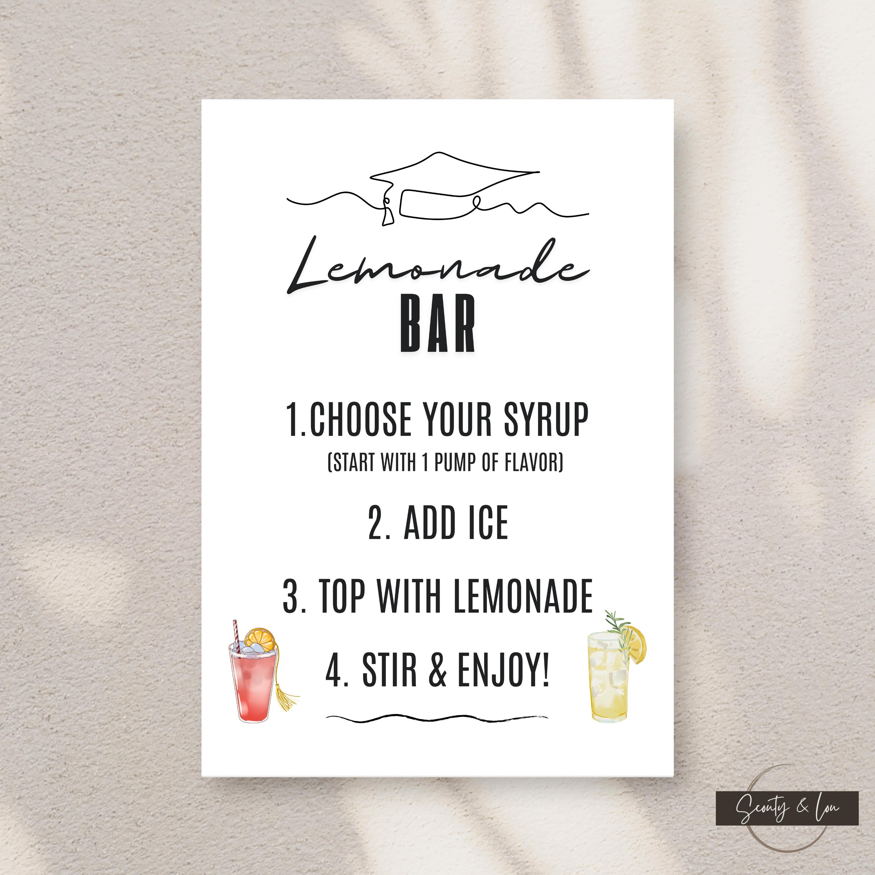 Editable Lemonade Bar Sign | Print As-is or Customize | Graduation ...