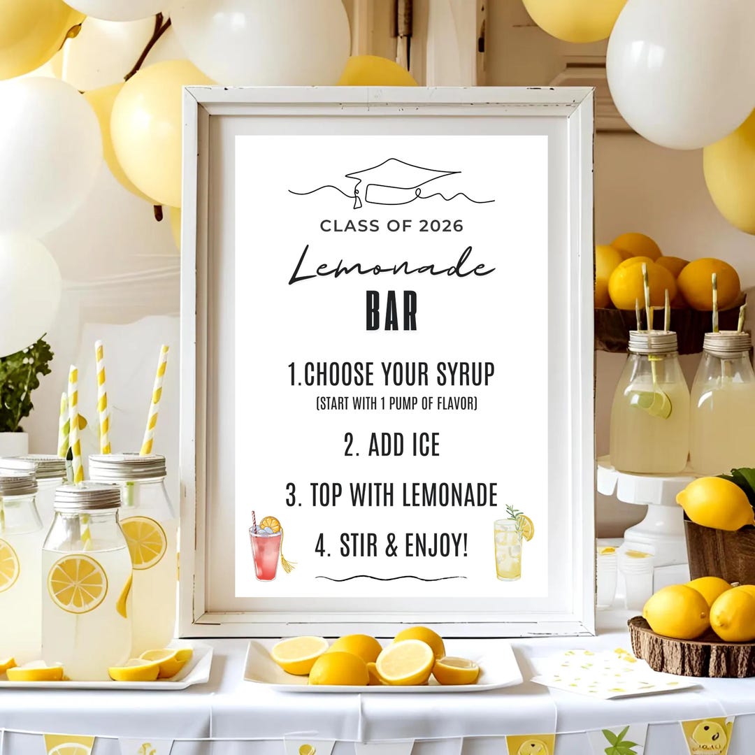 Editable Lemonade Bar Sign | Print As-is or Customize | Graduation ...