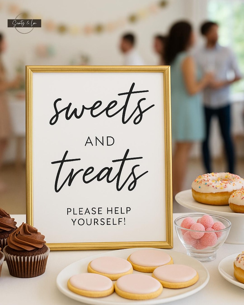 Sweets and Treats Sign: Minimalist Dessert Table Decor (PDF & PNG ...