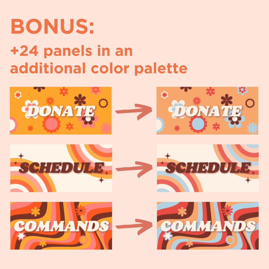 24 Stream Twitch Panels | 70s Retro Vintage Colorful Groovy Theme - Etsy