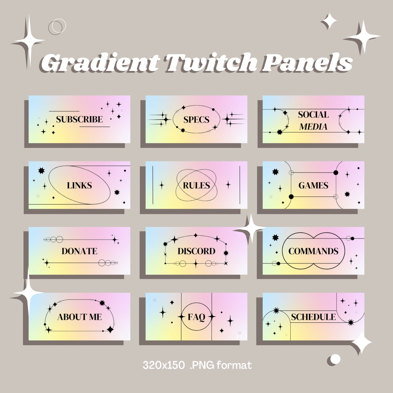 Gradient Twitch Panels - Etsy