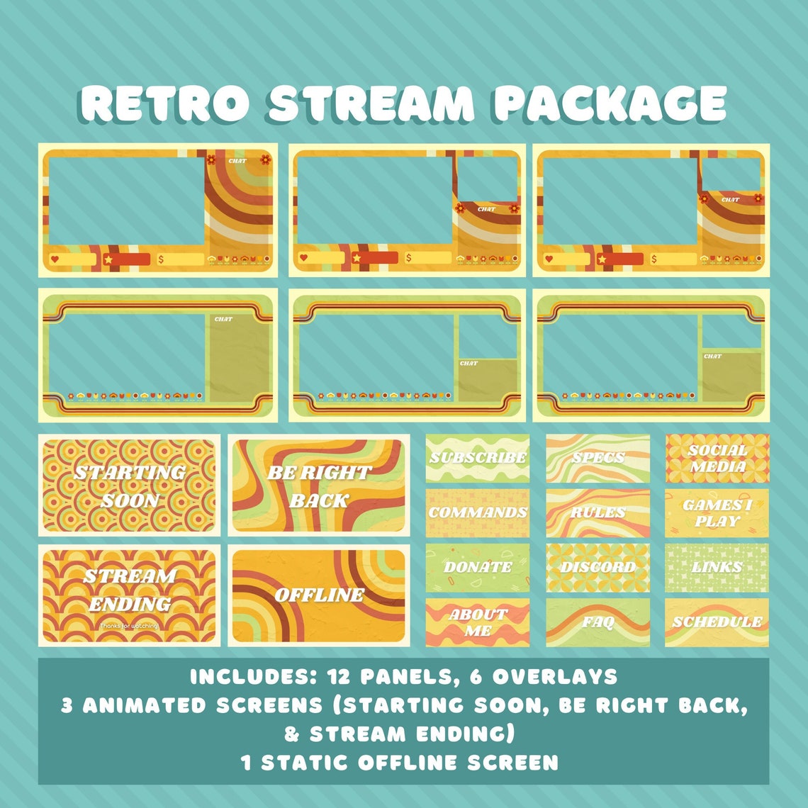 Retro 70s Theme Stream Package - Etsy