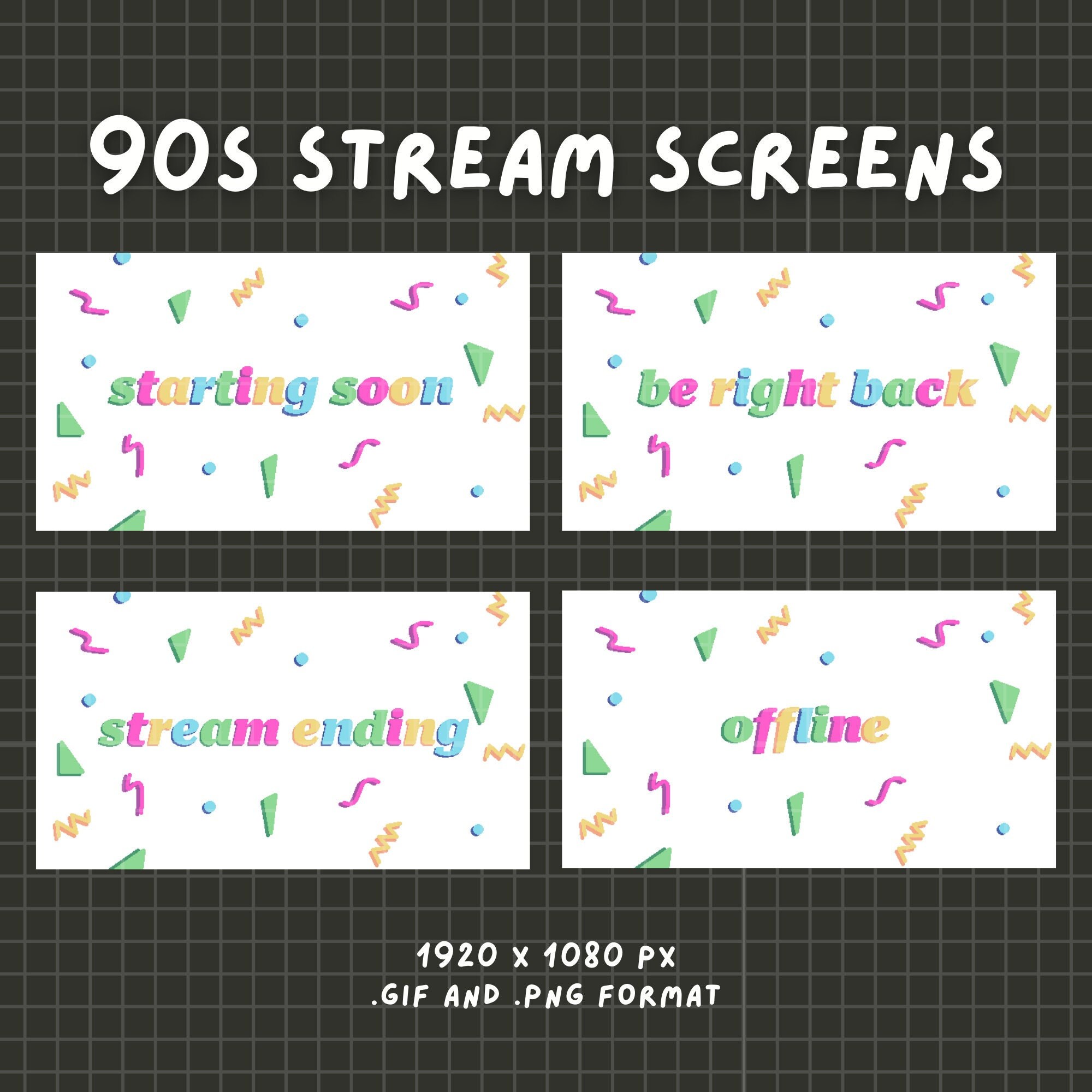 90s Retro Animated Stream Screens (white) - Etsy