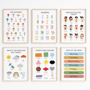 Set of 6 Prints | Learning | Education Prints for Children’s Bedroom ...