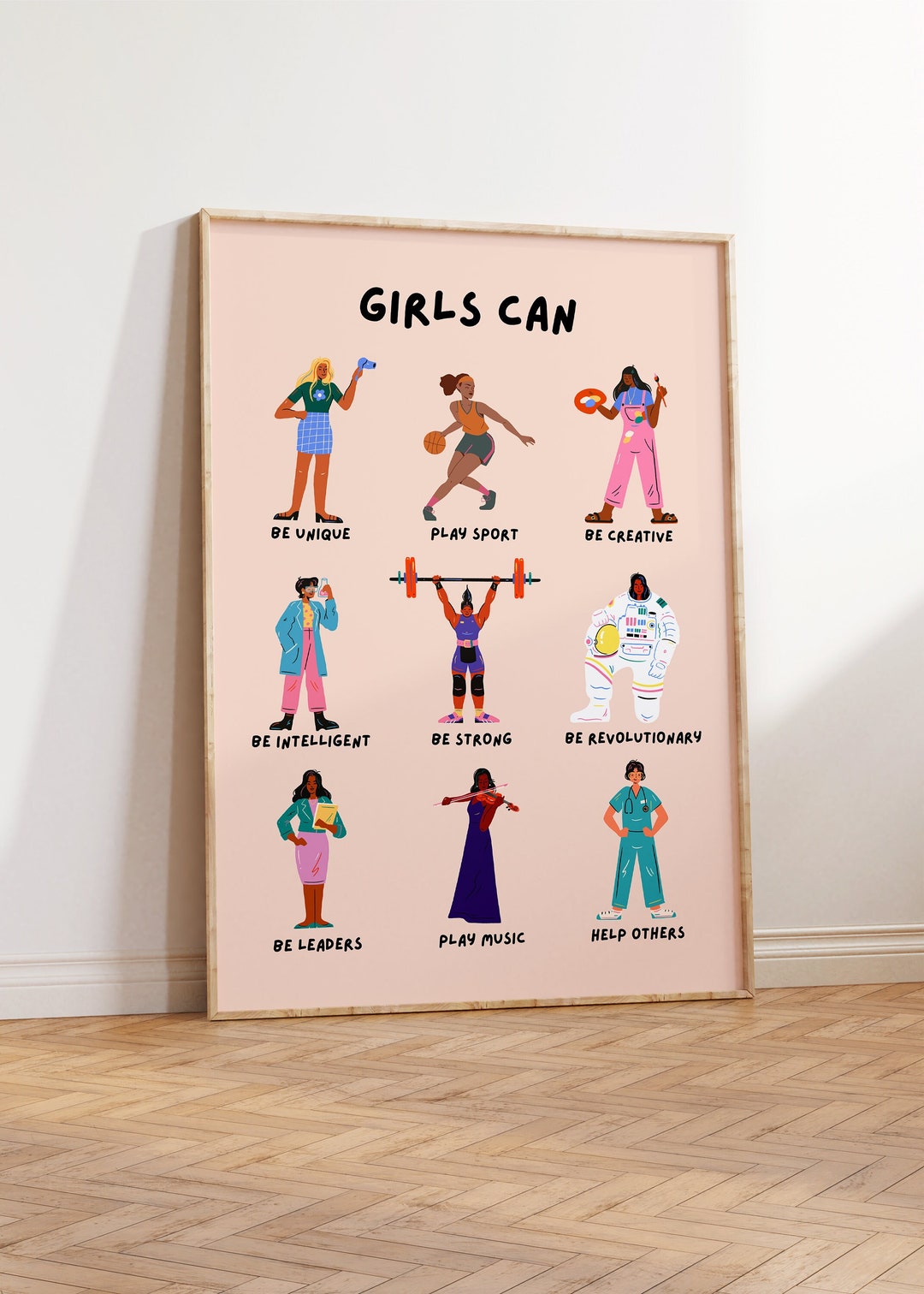 Girls Can Do Anything Iconic Women Wall Print Educational - Etsy
