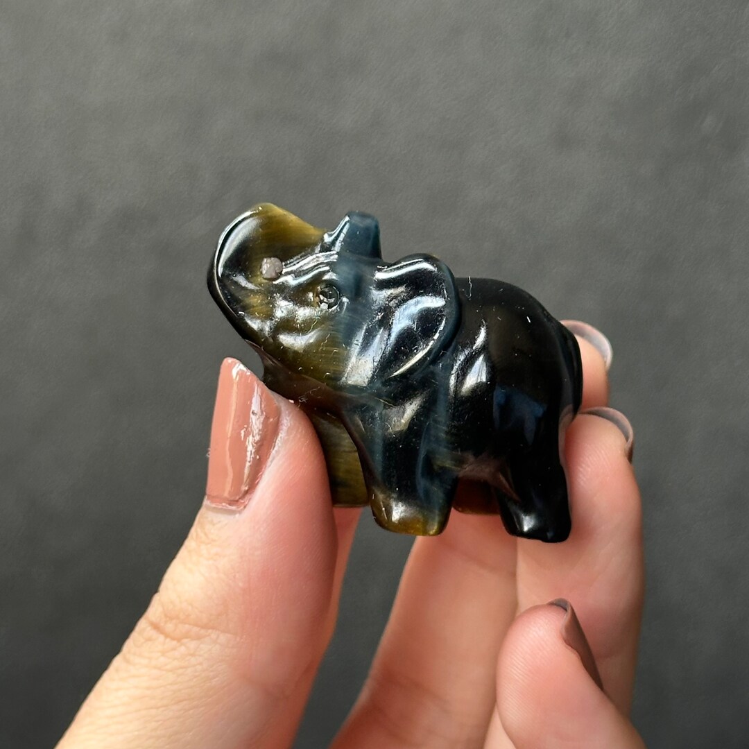 Cute Mini Blue Tigers Eye Elephant Crystal Carving - Etsy
