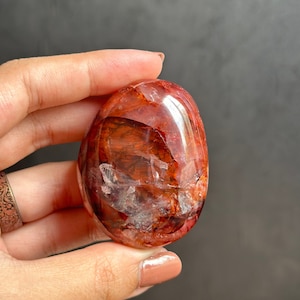 63g Stunning Deep Red Fire Quartz Palm Stone! HQ Pocket Stone ...