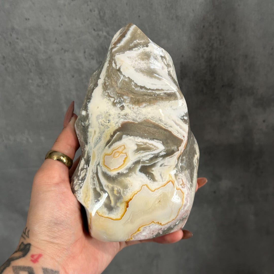 Large Earthy Jasper Flame Carving: Freeform Crystal Decor - Etsy