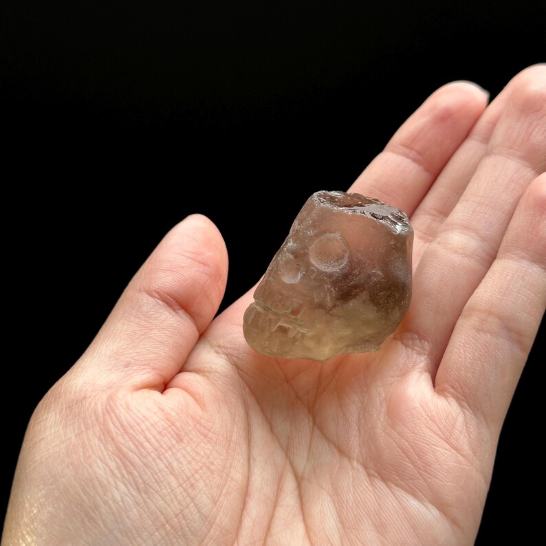 Smoky Quartz Hand Carved Skull Pocket Crystal Amulet “monkey Brains” - Etsy