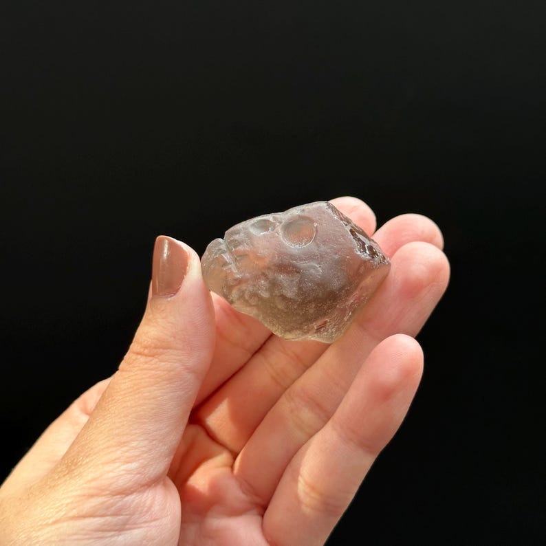 Smoky Quartz Hand Carved Skull Pocket Crystal Amulet “monkey Brains” - Etsy