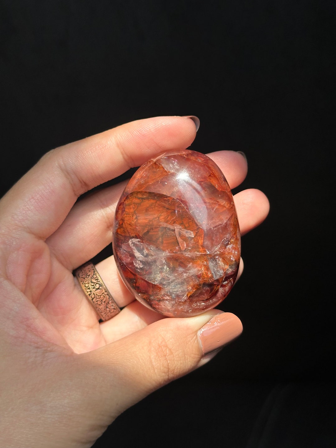 63g Stunning Deep Red Fire Quartz Palm Stone! HQ Pocket Stone ...