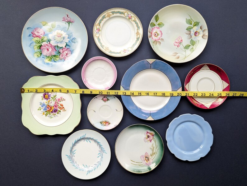 Vintage Periwinkle Mint Green Pink Plate Wall Collection, Farmhouse ...
