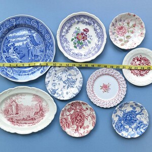 Vintage Red pink and Blue Transferware Plate Wall Collection, Farmhouse ...