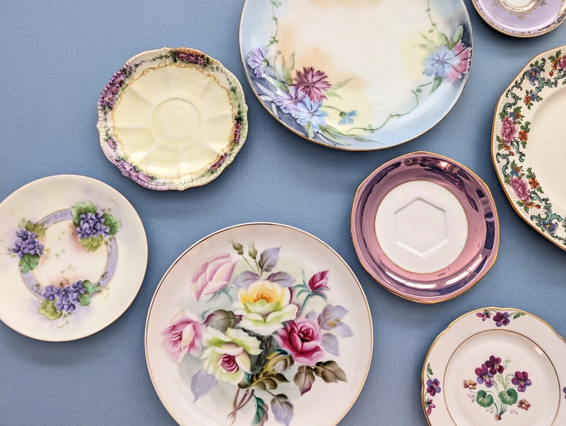 Vintage Magenta, Periwinkle, Purple, and Lime Plate Wall Collection ...