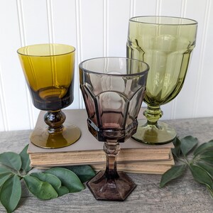 Vintage Mismatched Earth Tone Goblet Set, Viking Georgian Pitcher and 6 ...