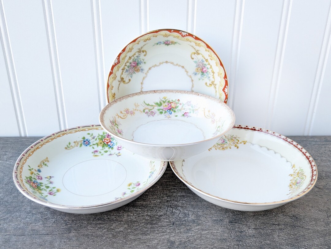Vintage Red Berry Bowls Set of 4, China Dessert Bowls, Vintage Sauce ...