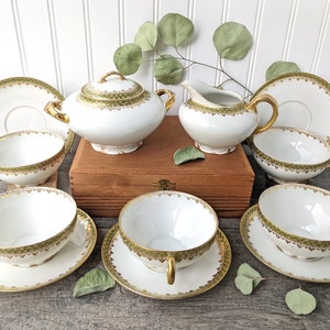 Vintage Empire Wreath Gold and Green Tea Set by CH Field Haviland ...