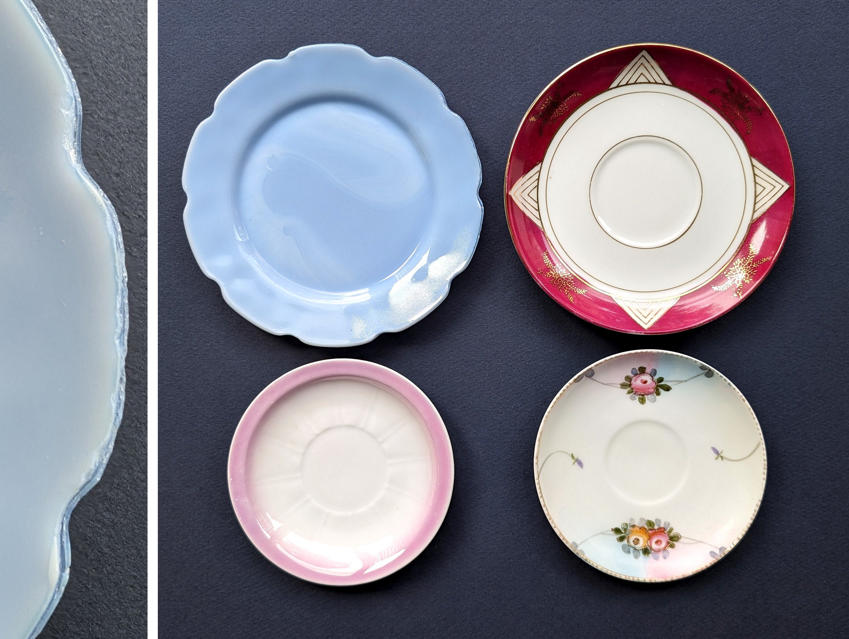 Vintage Periwinkle Mint Green Pink Plate Wall Collection, Farmhouse ...