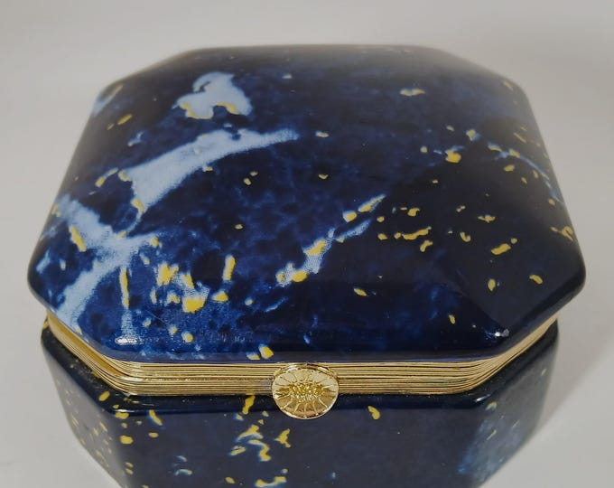 ADREA by SADEK Deep Blue Marbled Trinket Box in a Lapis Blue Pattern - Etsy