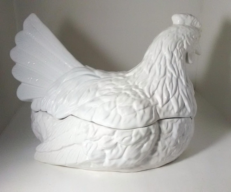 STUDIO NOVA White Majolica Chicken Hen Soup Tureen PORTUGAL - Etsy